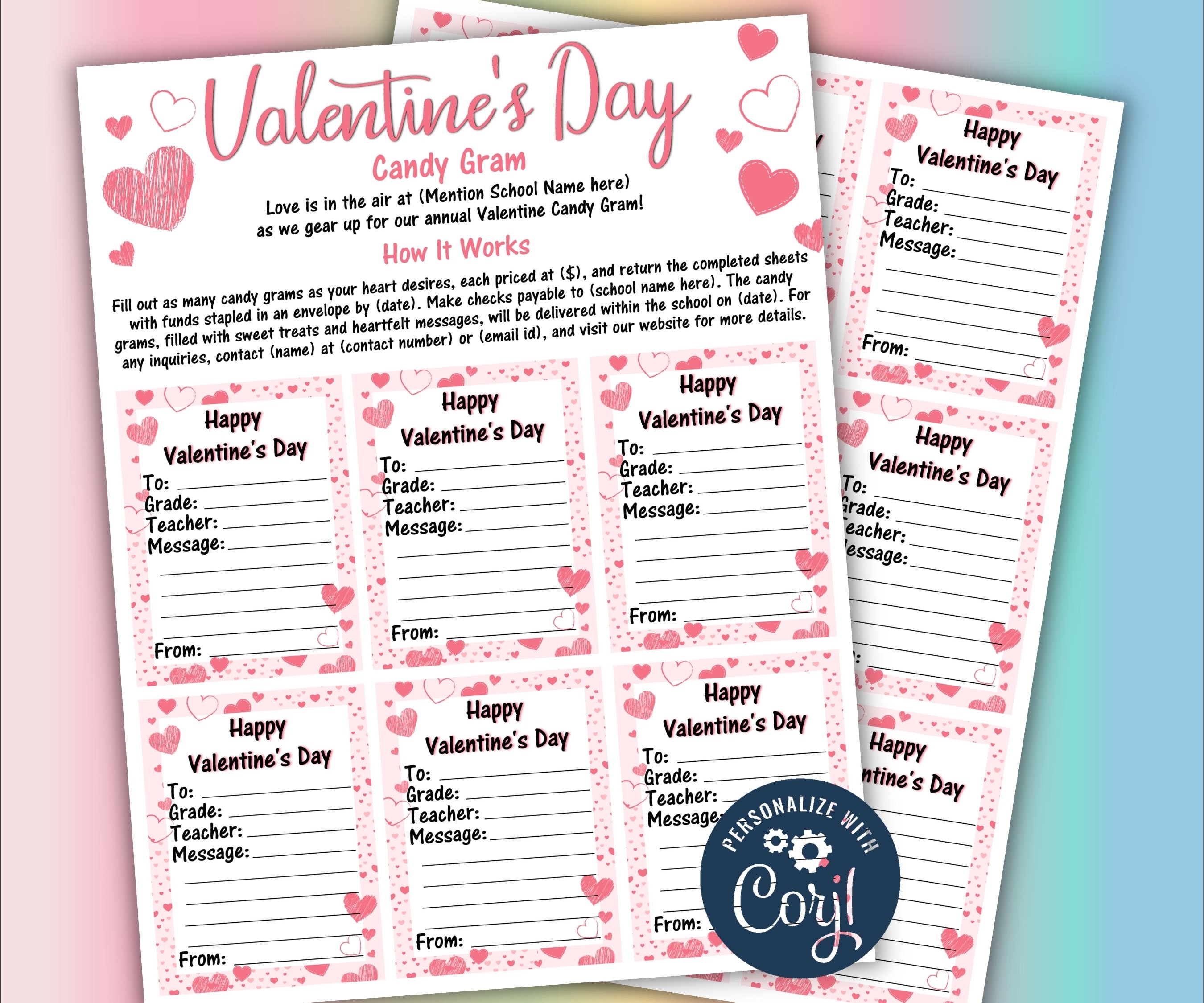 Valentine's Day Candy Fundraiser | Church School Pto Pta Flyeri ...