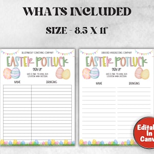 Editable Easter Signup Form, Canva Easter Potluck Sheet, Food Sign-up ...