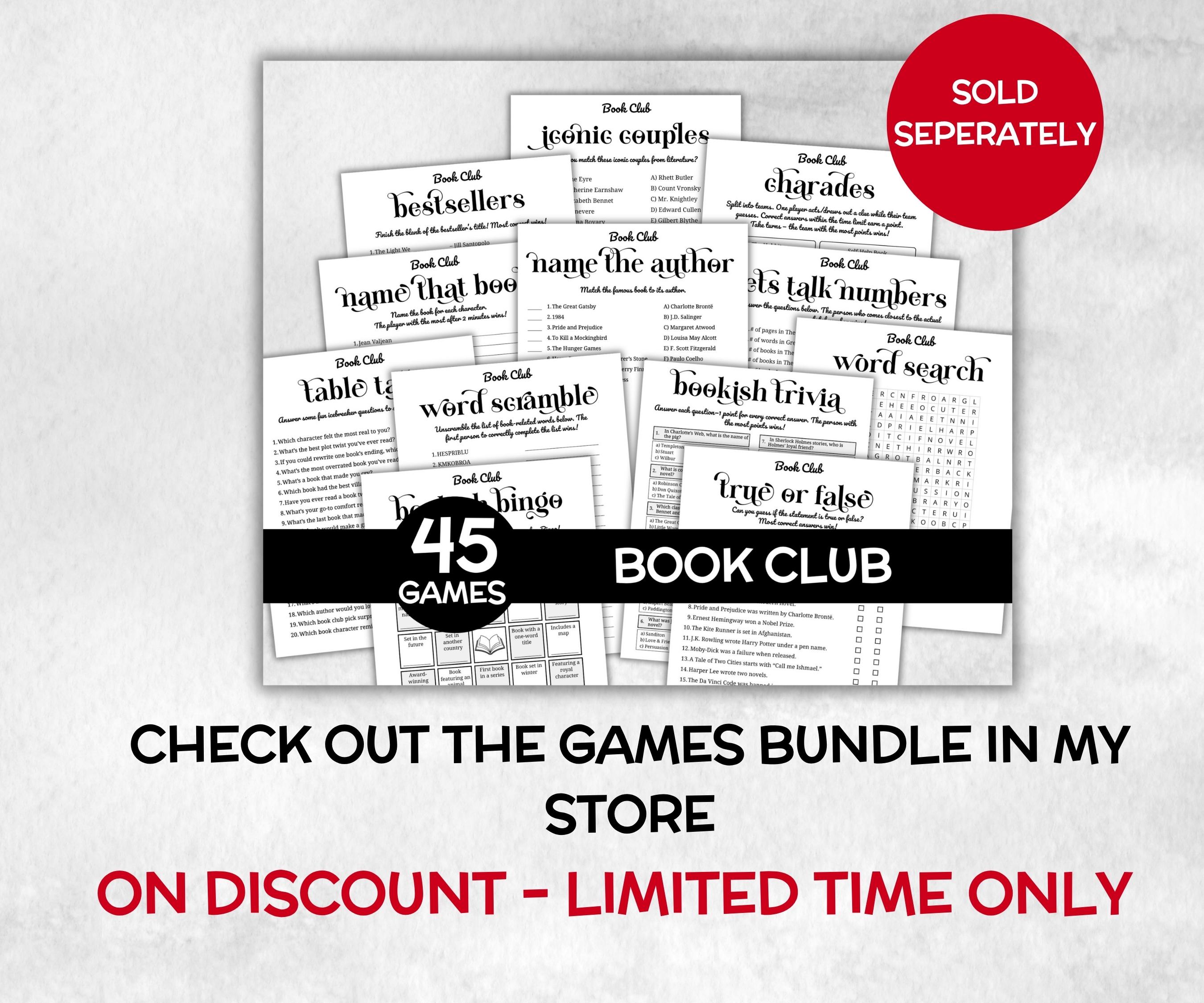 Book Club Scavenger Hunt, Book Club Hosting, Bookworm Meeting ...