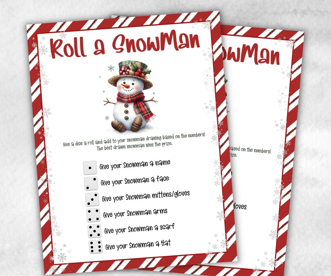 Printable Christmas Activity, Holiday Classroom Game, Roll a Snowman ...