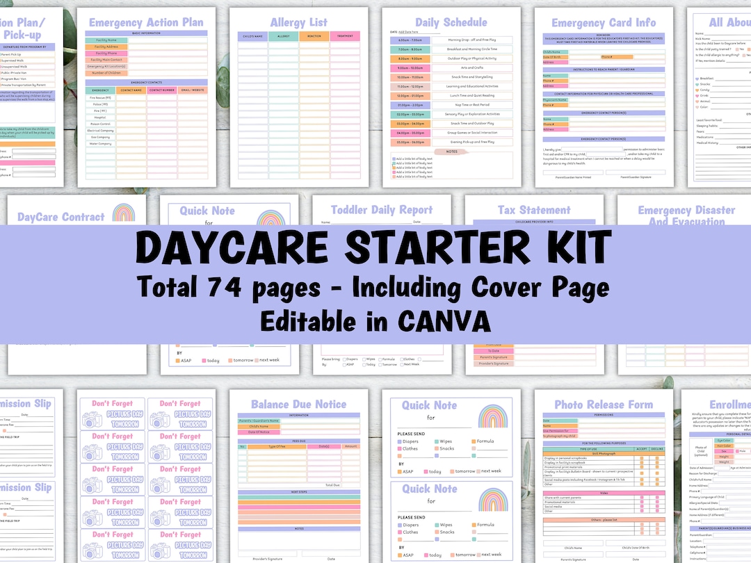 Opening a Daycare, Daycare Starter Kit, Forms Bundle, Childcare Forms ...