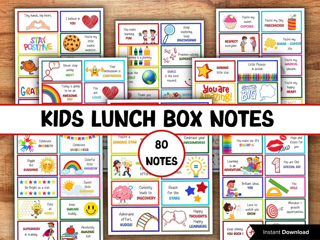 80 Lunchbox Notes for Kids | Positive & Encouraging Notes | Back to ...