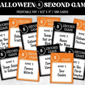 Halloween 5 Second Game, Family Fun Night, Spooky Party Activity, Fast ...