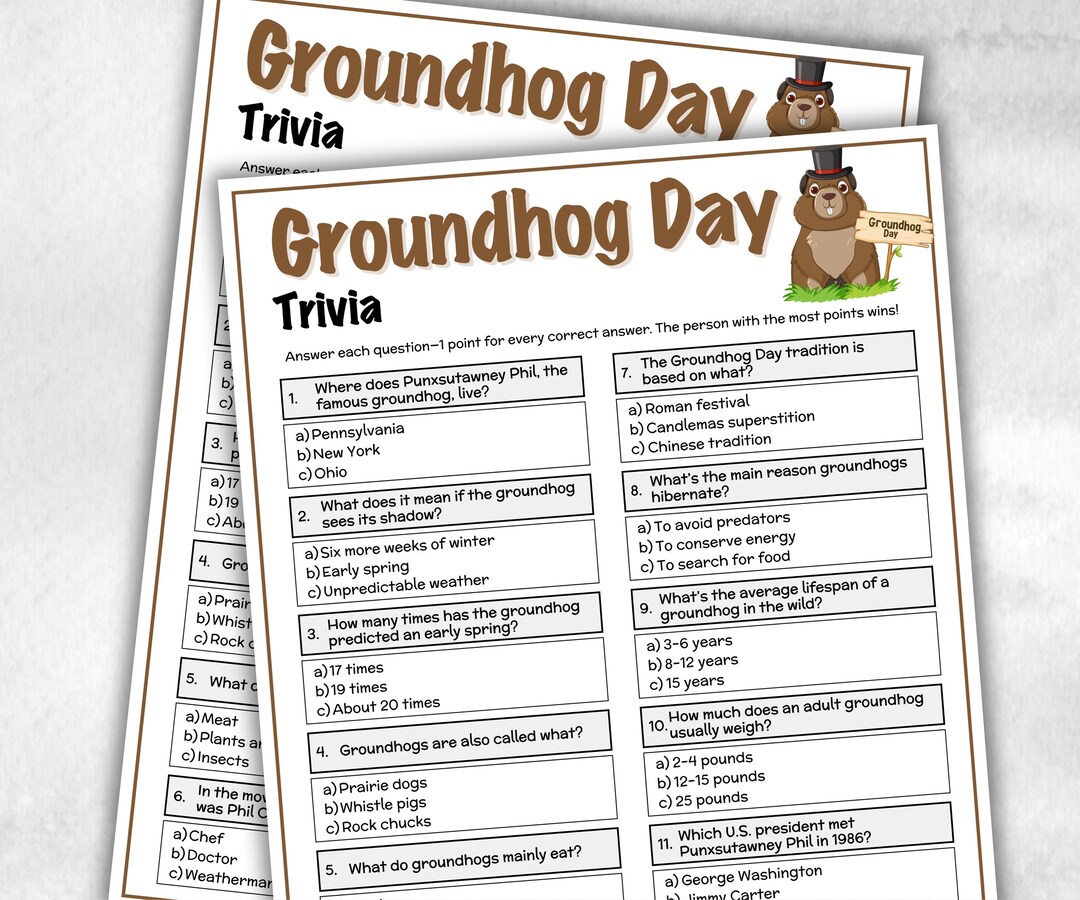 Groundhog Day Trivia, Groundhog Day Party Games, Family Game Night ...