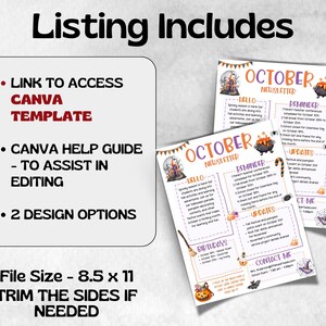 October Halloween Classroom Newsletter, Daycare Newsletter Canva ...