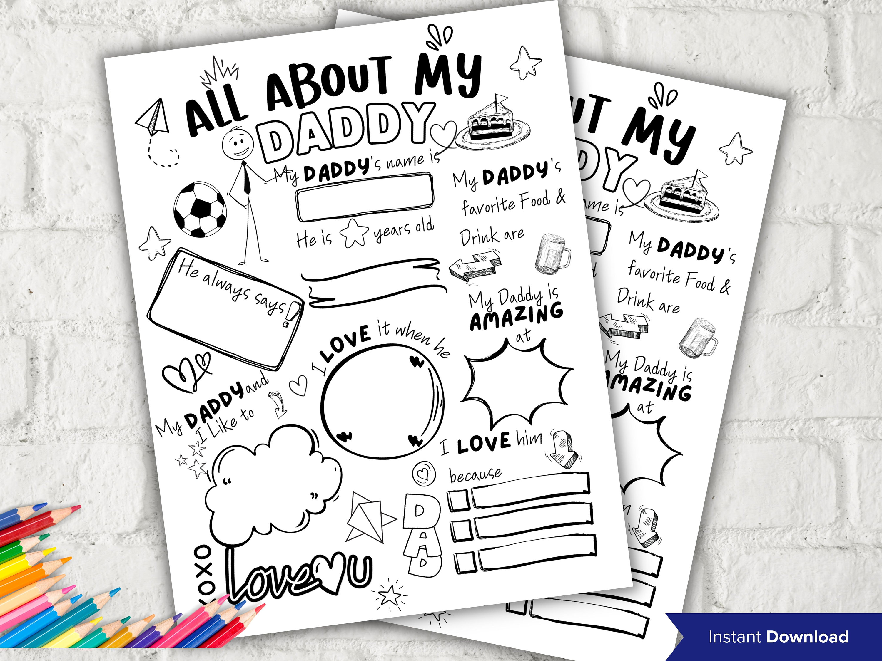 All About My Daddy Fill in the Blank I Father's Day Gift I Gift for ...