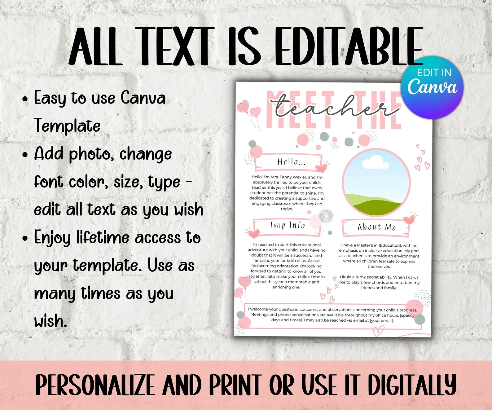 Meet the Teacher Editable I I Meet the Teacher Pink Template I Editable ...