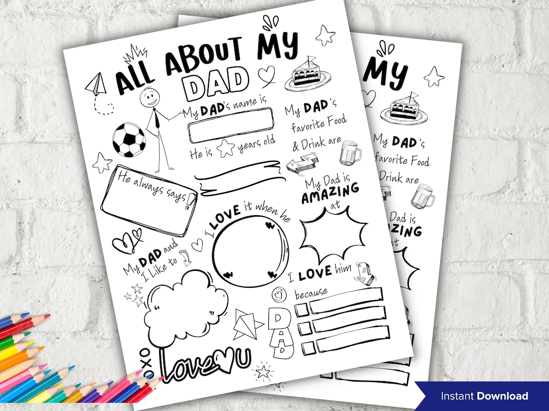All About My Dad Fill in the Blank I Father's Day Gift I Gift for Dad I ...