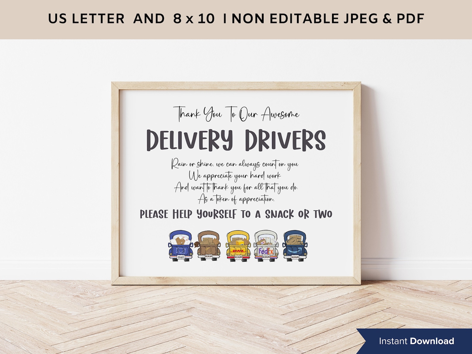 Thank You Sign for Delivery Drivers I Mailman Gift I Take a Treat Sign ...