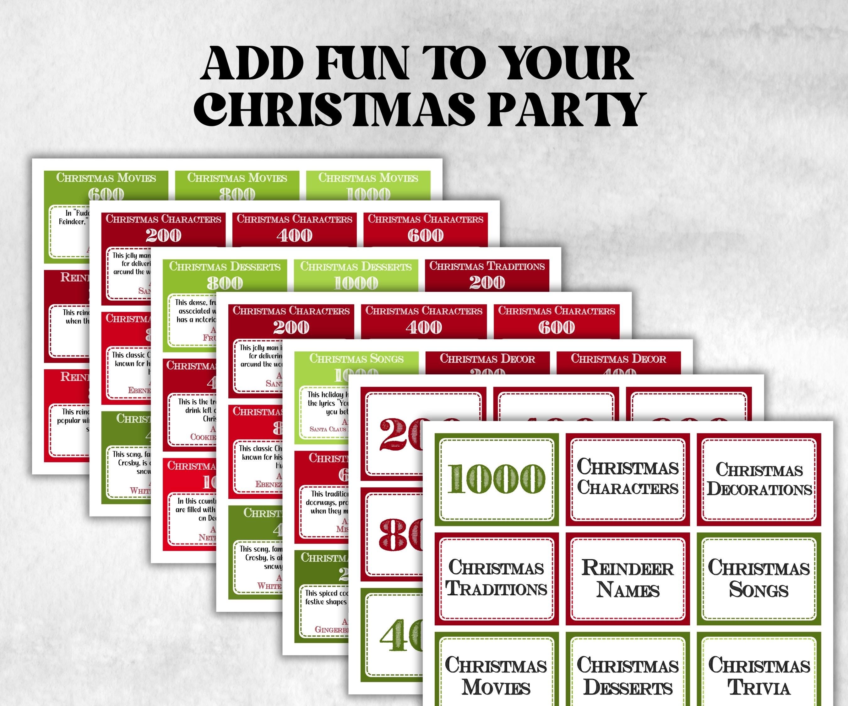 Christmas Jeopardy Game, Printable Holiday Trivia, Family Reunion Fun ...