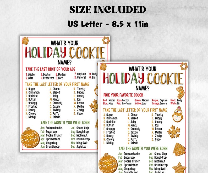 Holiday Cookie Name Tag Game, Cookie Name Board Sign, Name Generator ...