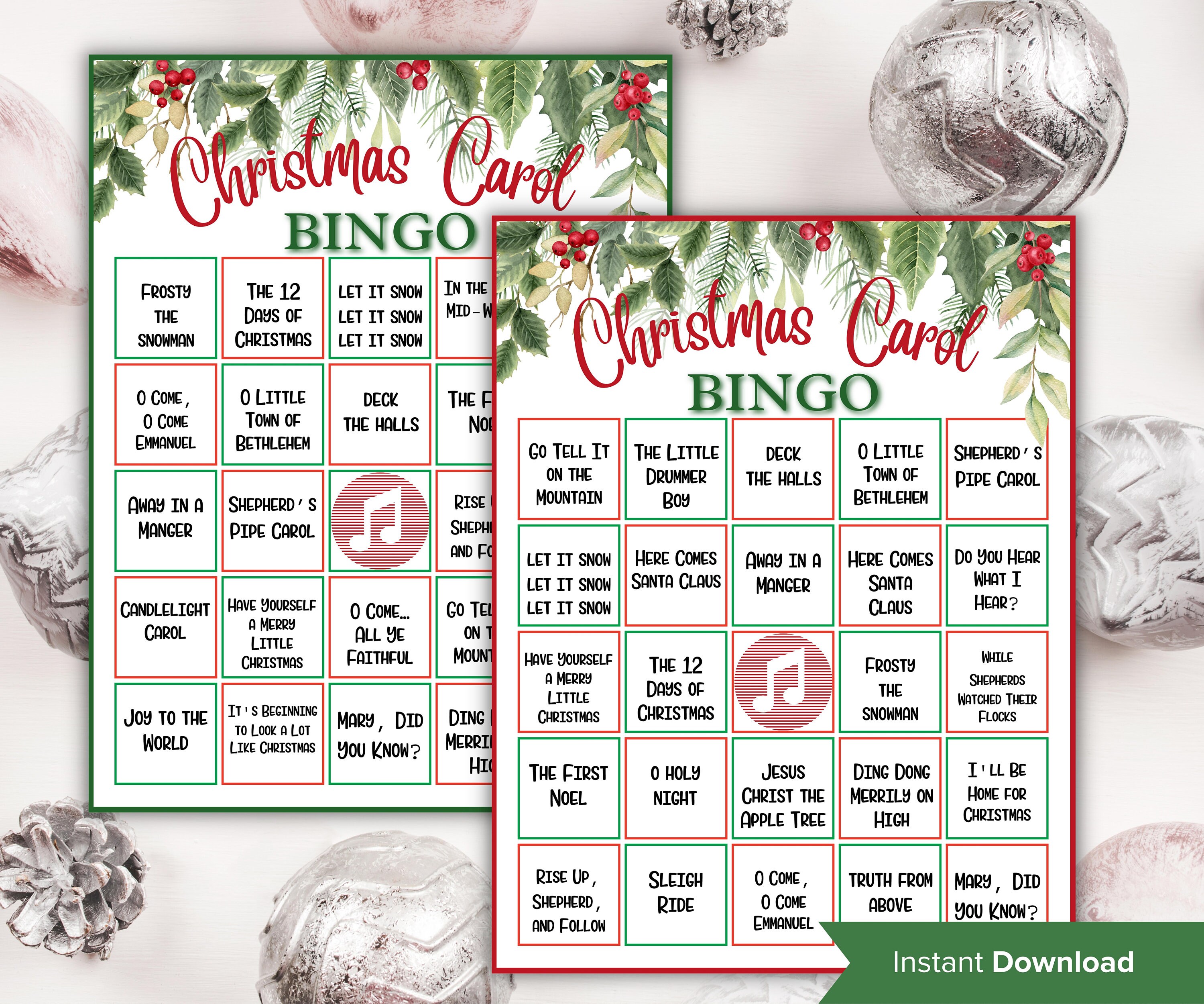 Christmas Carol Bingo, Church Activity for Kids, Teens and Adults ...