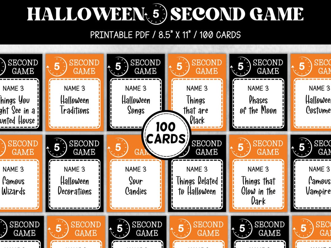 Halloween 5 Second Game, Family Fun Night, Spooky Party Activity, Fast ...
