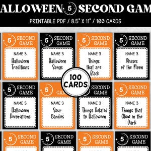 Halloween 5 Second Game, Family Fun Night, Spooky Party Activity, Fast ...