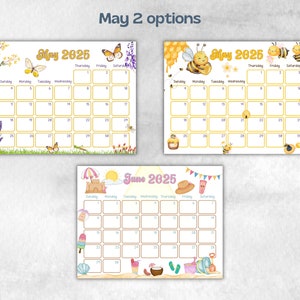 Kids Annual Monthly 2025 Calendar, Printable 2025 Calendar, Homeschool ...