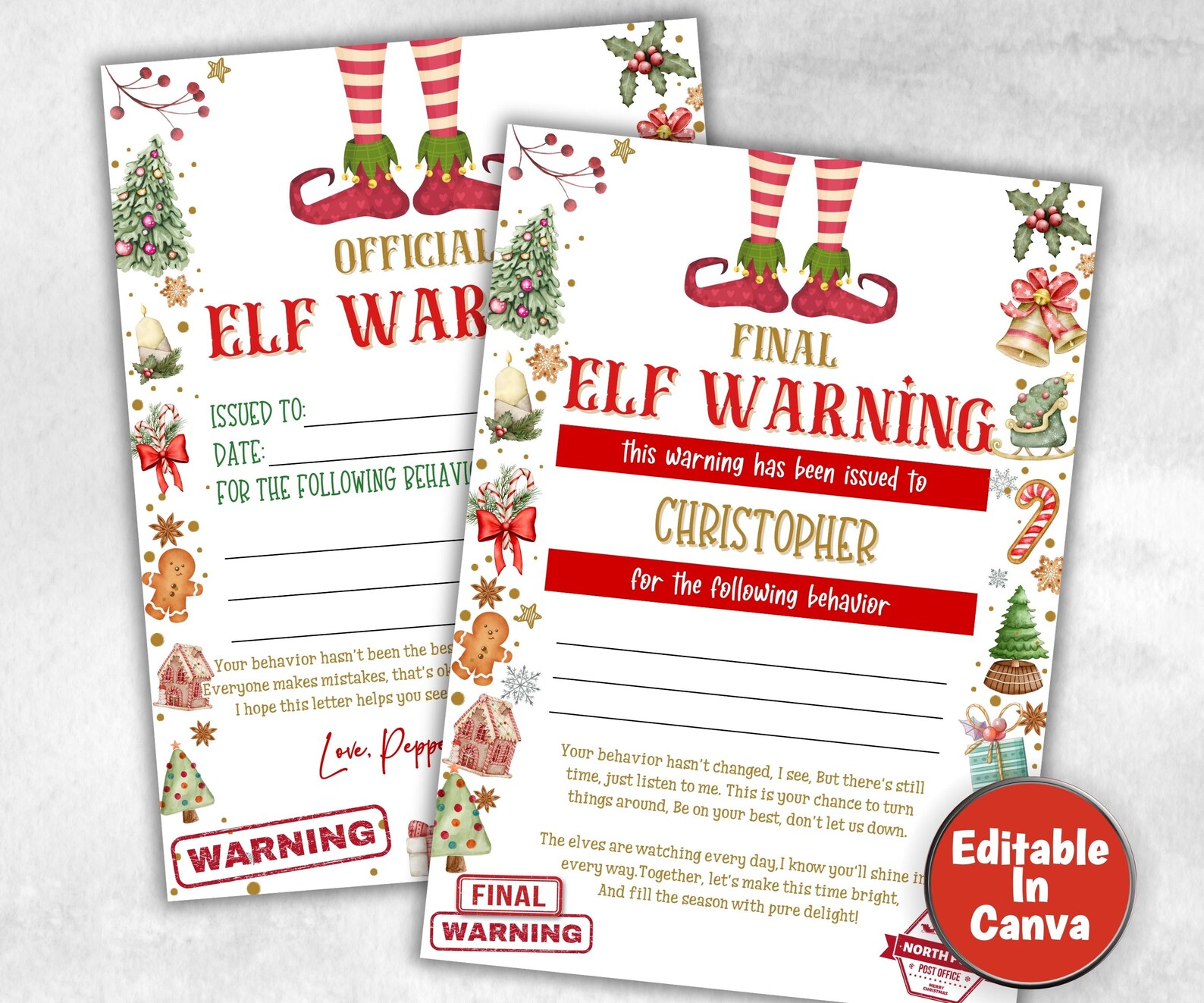 Elf Official Warning Letter, Final Warning Letter, Elf Letter Template ...