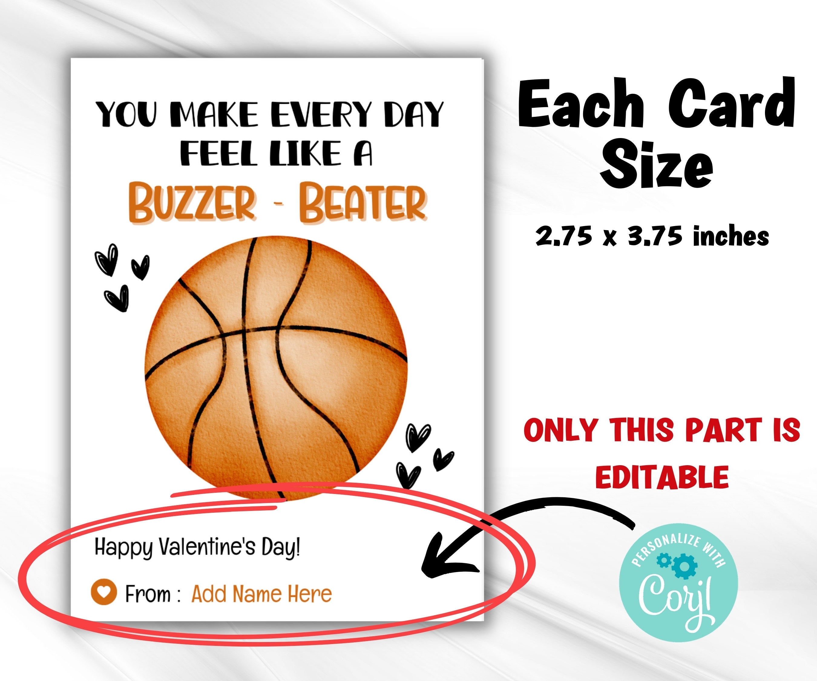 Basketball Valentines Day Cards, Classroom Valentines, Printable School ...