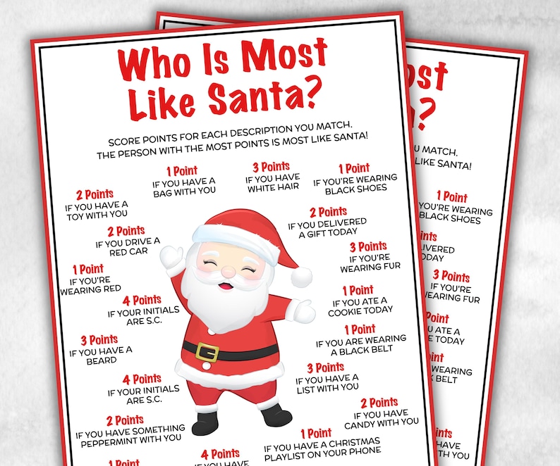 Who is the Most Like Santa, Holiday Classroom Game for Kid & Adult ...