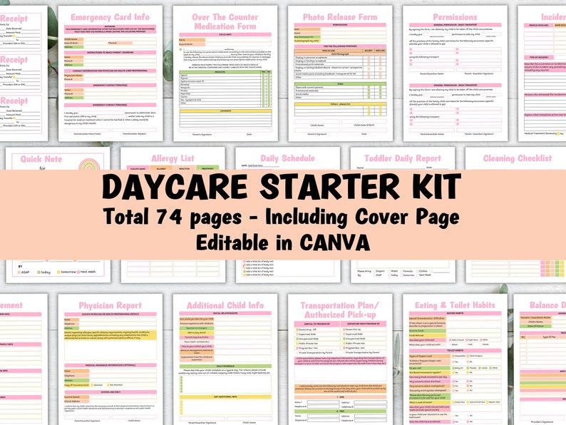 Daycare Handbook, Opening a Daycare, Daycare Starter Kit, Forms Bundle ...