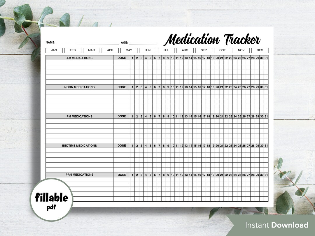 Daily Monthly Medication Tracker I Medication Log I Daily Medication ...