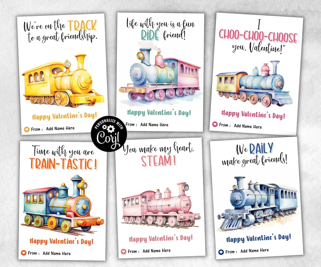 Editable Train Valentines Boys Valentine Valentine School Tag Class ...