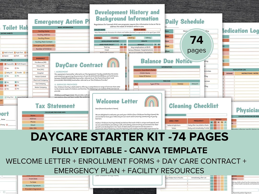 Daycare Starter Kit, Forms Bundle, Childcare Forms, Inhome Daycare ...