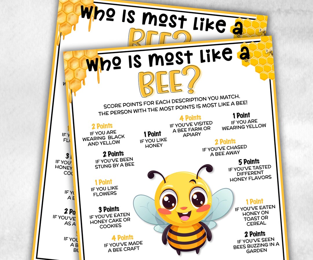 Who is Most Like a Bee, Family Game Night, Baby Shower Game, Party ...