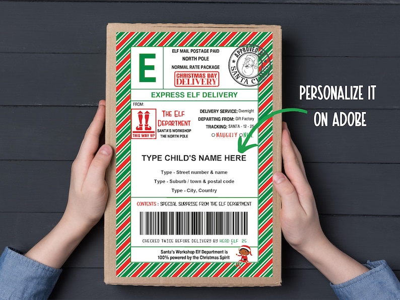 Sleigh Mail Label Elf Mail Elf Shipping Label Christmas - Etsy Canada