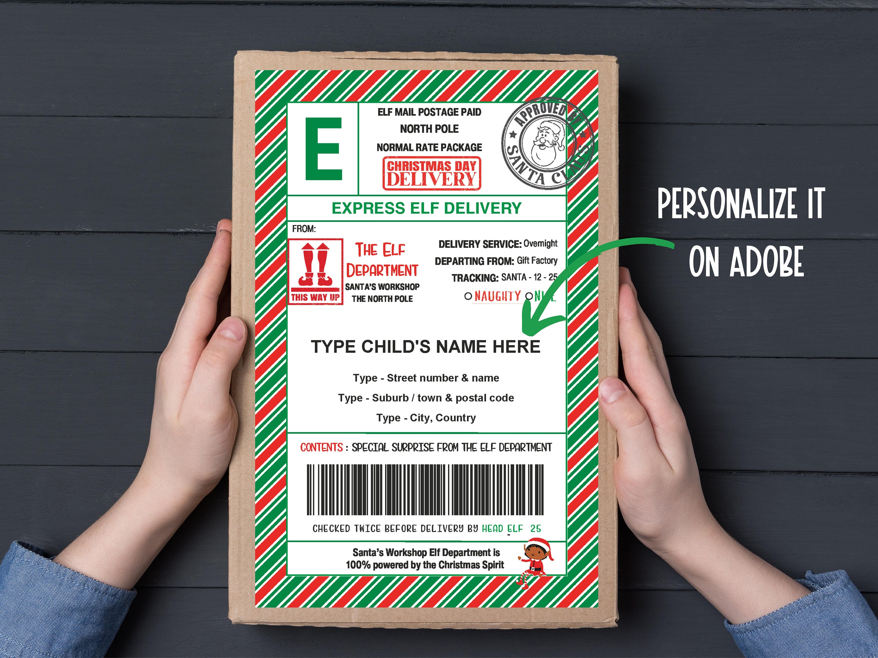 Sleigh Mail Label Elf Mail Elf Shipping Label Christmas Elves Santa ...