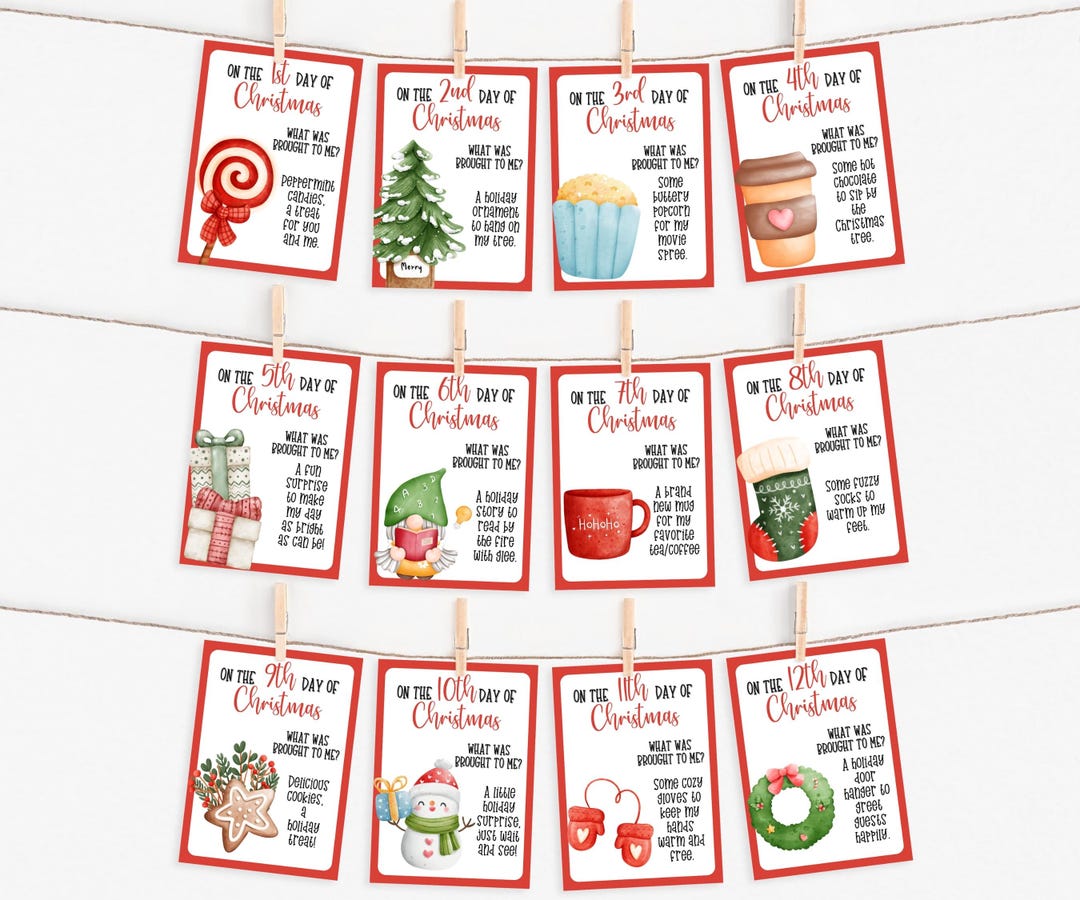 Printable Holiday Tags for Teachers, 12 Days of Christmas Gift Tags ...