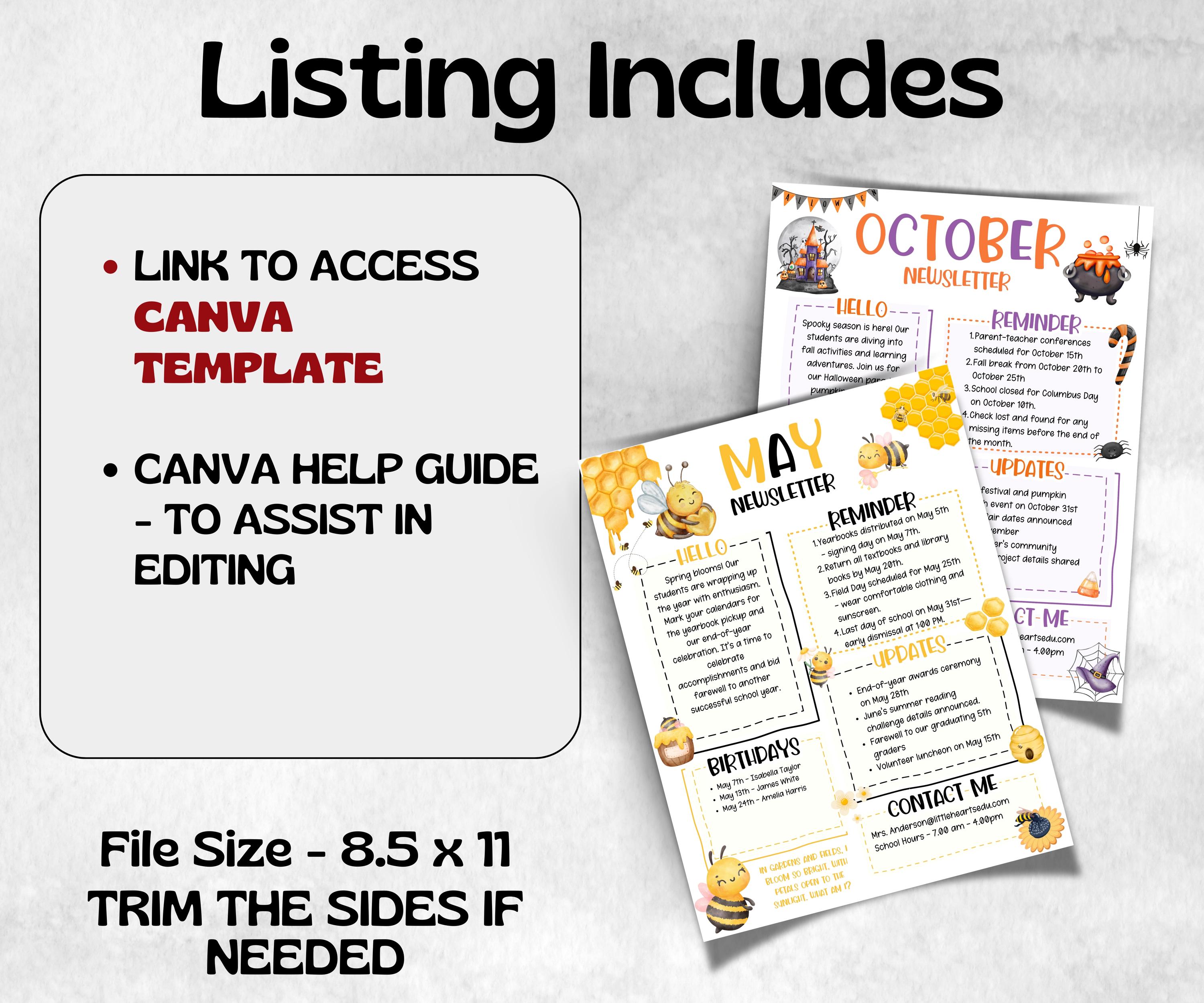 Monthly Classroom Newsletter, Daycare Class Newsletter, 12 Month ...