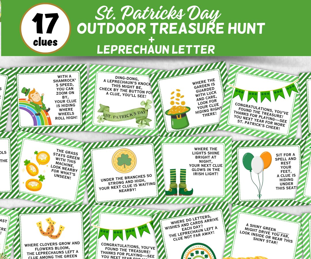 St. Patrick's Day Outdoor Scavenger Hunt, Leprechaun Scavenger, Pot of ...
