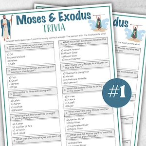 Moses and Exodus Printable Trivia for Kid, Old Testament Activity ...
