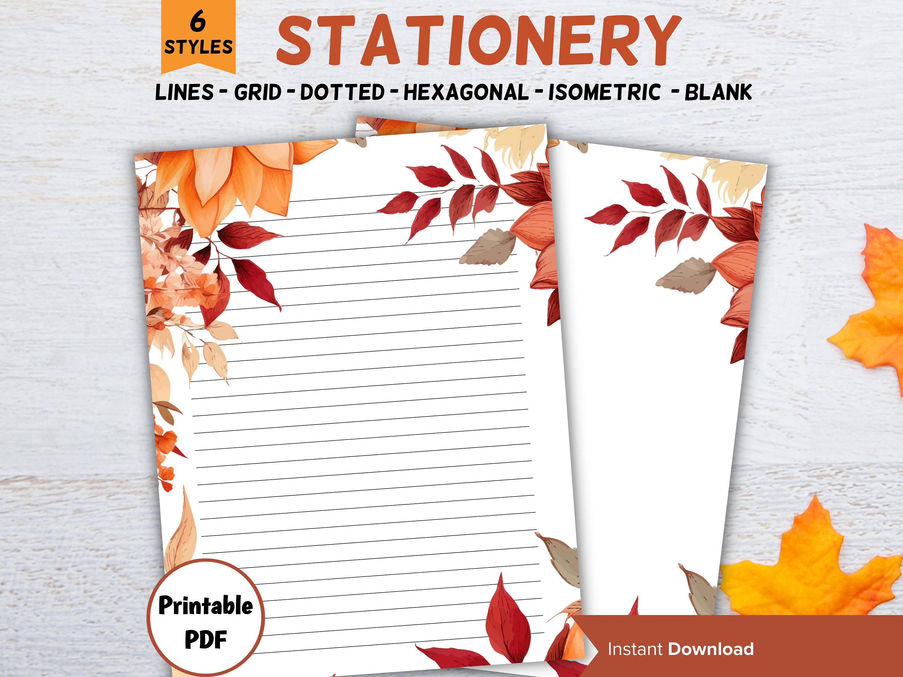 Printable Fall Leaves Stationery Letter Writing Paper Fall - Etsy