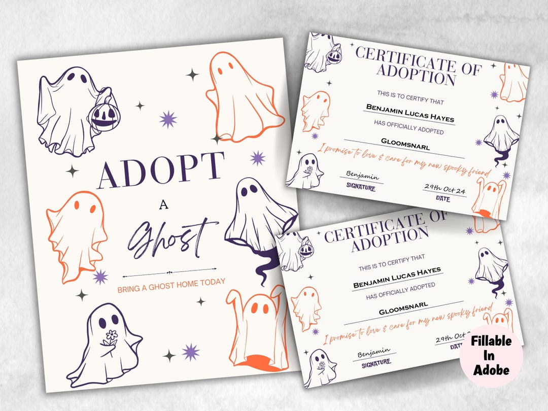 Ghost Adoption Party, Adopt A Ghost Sign, Adopt A Ghost Party Favors ...
