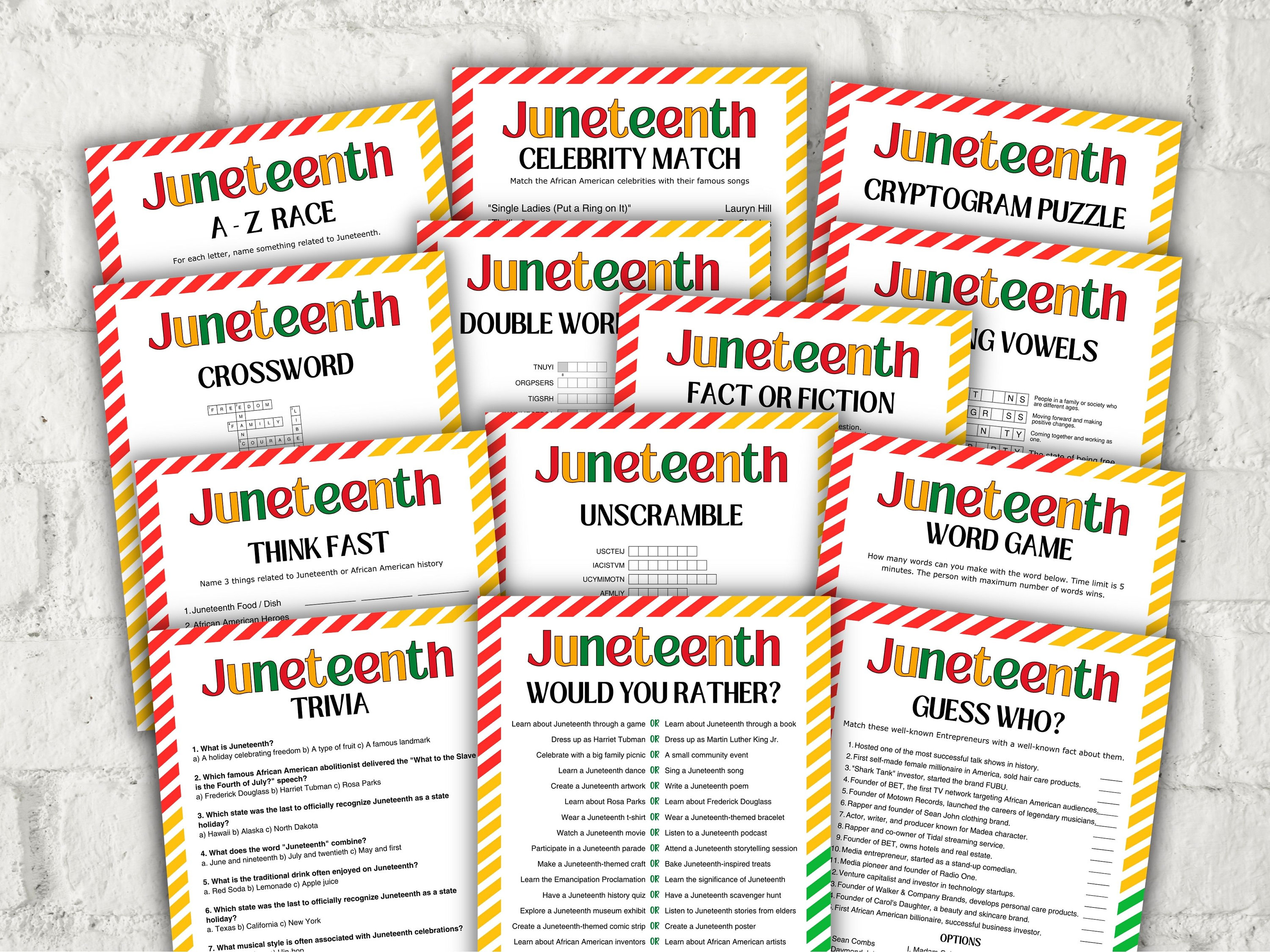 Juneteenth Games Bundle I Juneteenth Activities I African American ...