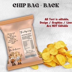 Editable Thanksgiving Chip Bag Wrapper, Thanksgiving Chip Bag, Chip Bag ...