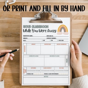 Fillable Substitute Teacher Notes I While You Were Away I Printable ...