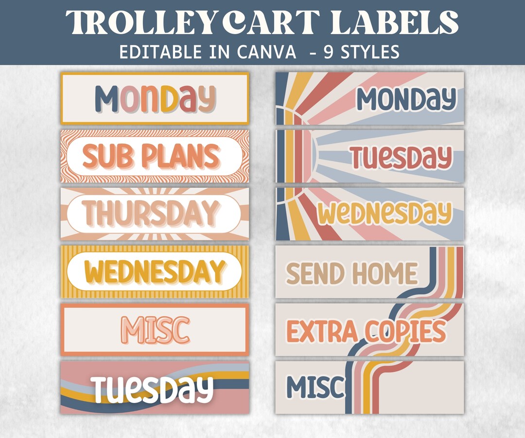 Editable Rolling Cart Labels, Teacher Trolley Organization, Teacher ...