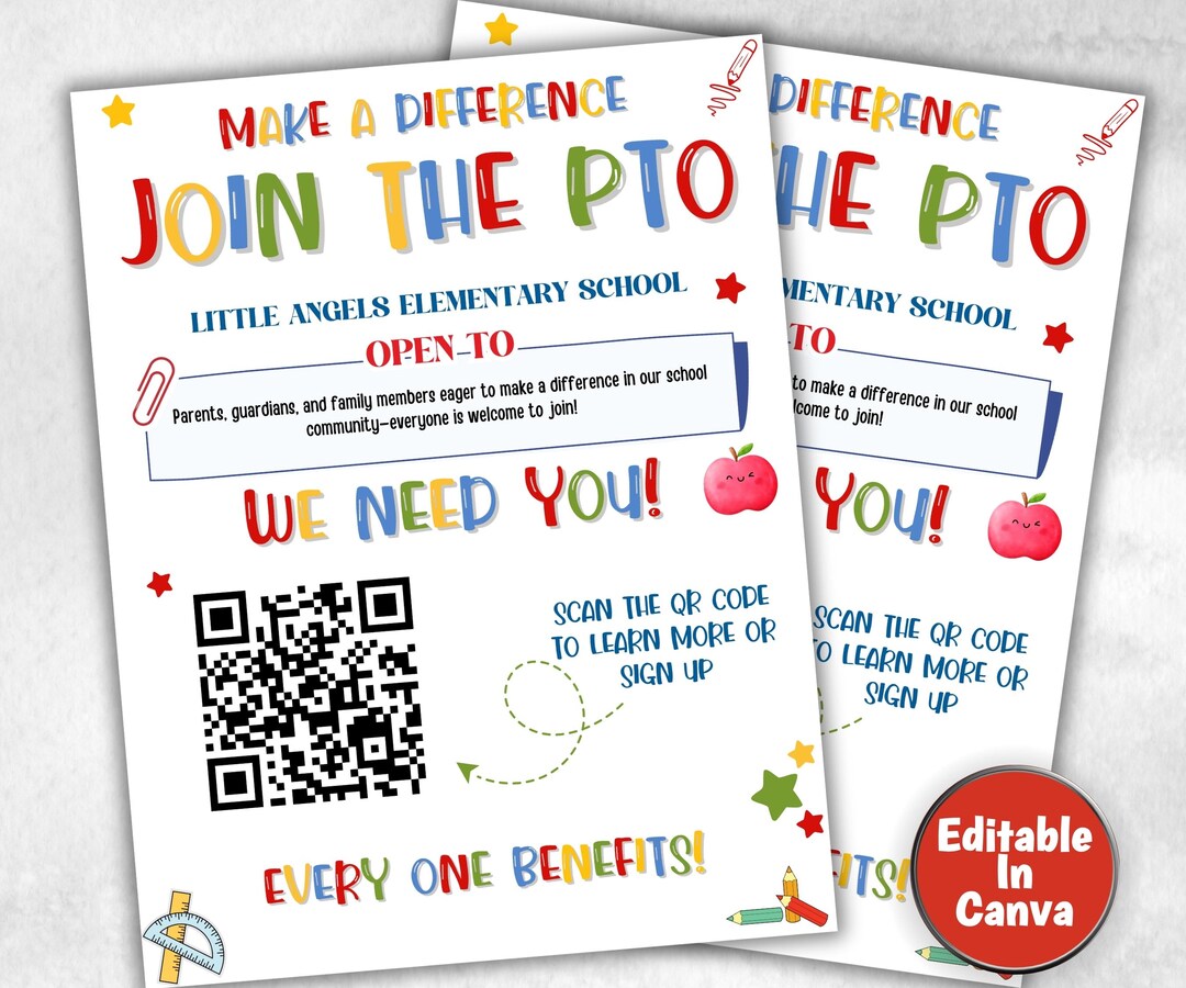 Join the PTO PTA Flyer Template, Editable Canva Design, Parent ...