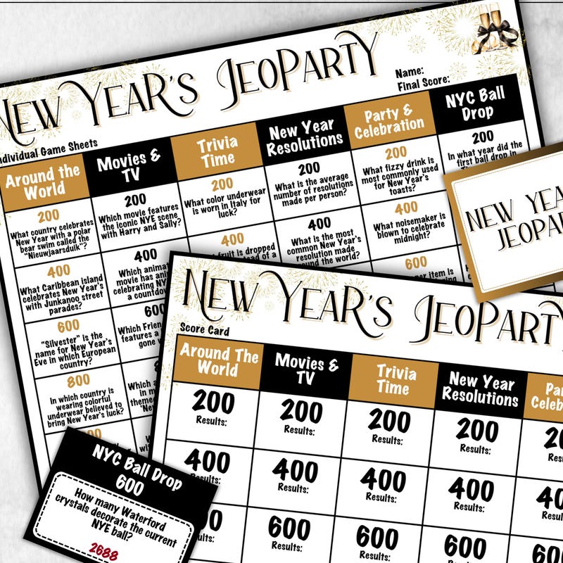 New Year Jeopardy Game - Etsy