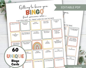 Find the Guest Human Bingo, Get to Know You Icebreaker Party Games ...