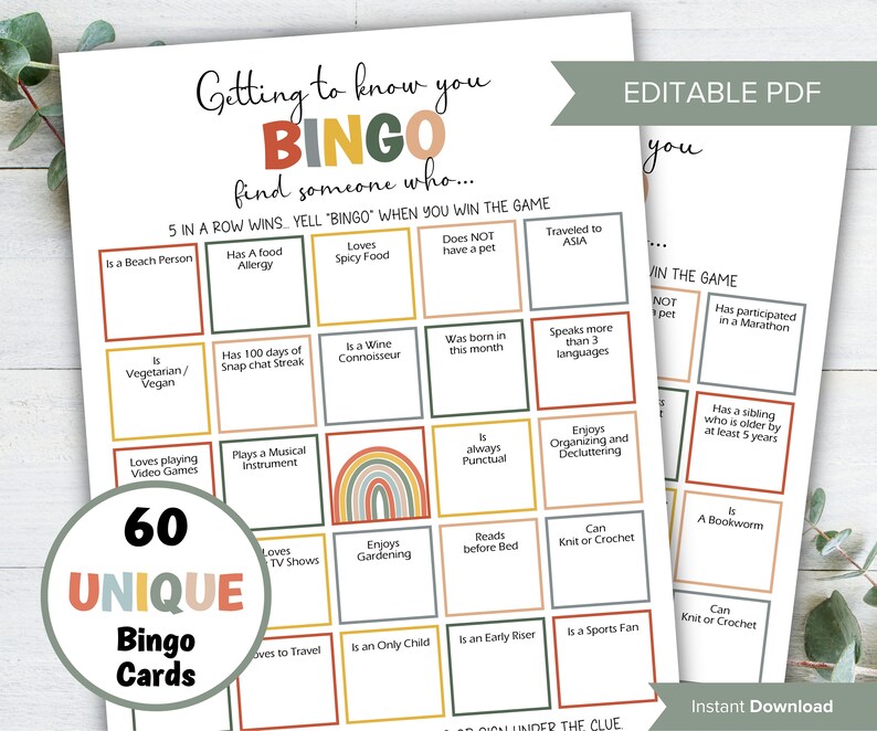 Find the Guest Human Bingo I Family Reunion Game I Team Building Game I ...