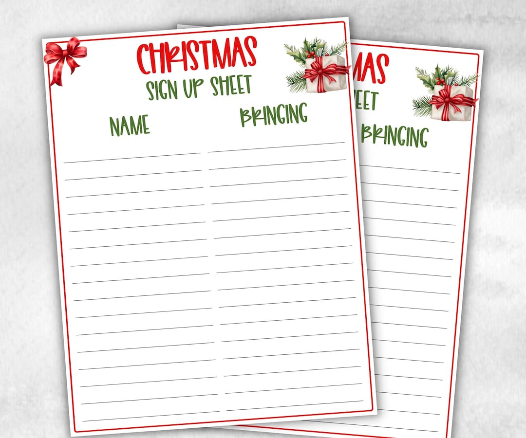 Printable Holiday Food Sign Up, Potluck Signup Sheet, Christmas Potluck ...