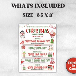 Customizable Holiday School Spirit Week Flyer, PTO Schedule, December ...