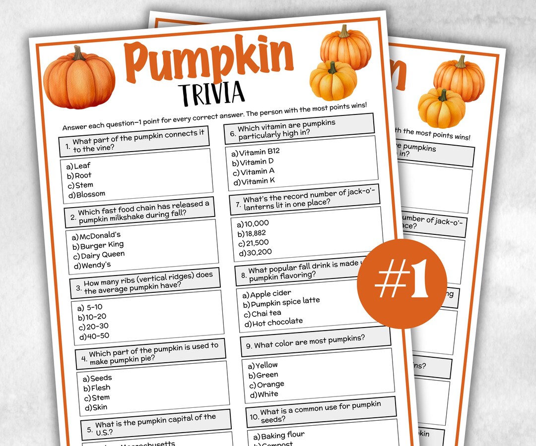 Pumpkin Trivia Game, Halloween Fall Party Trivia Game, Friendsgiving ...