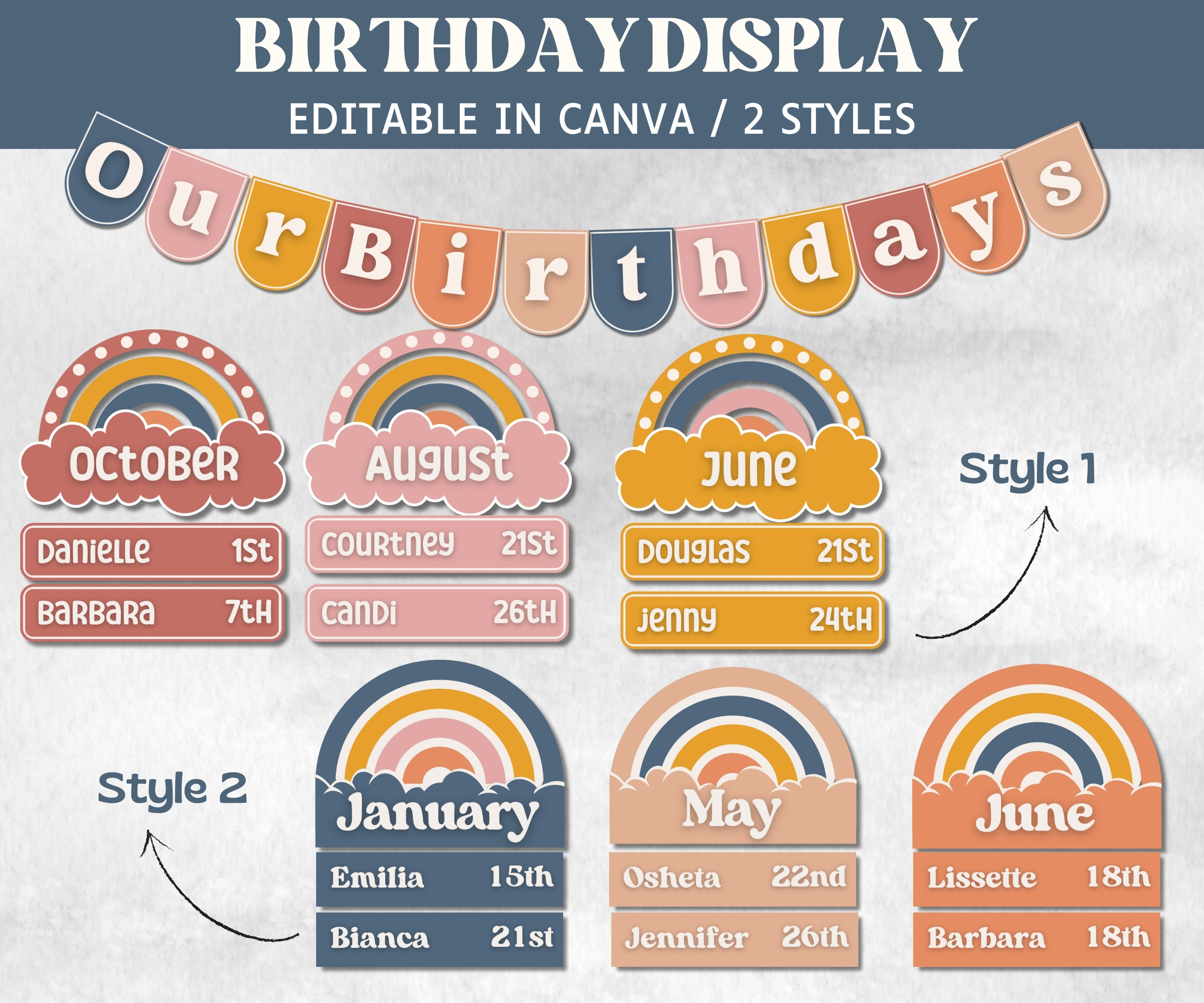Birthday Charts For Classroom Decoration Free Canva Birthday Chart ...