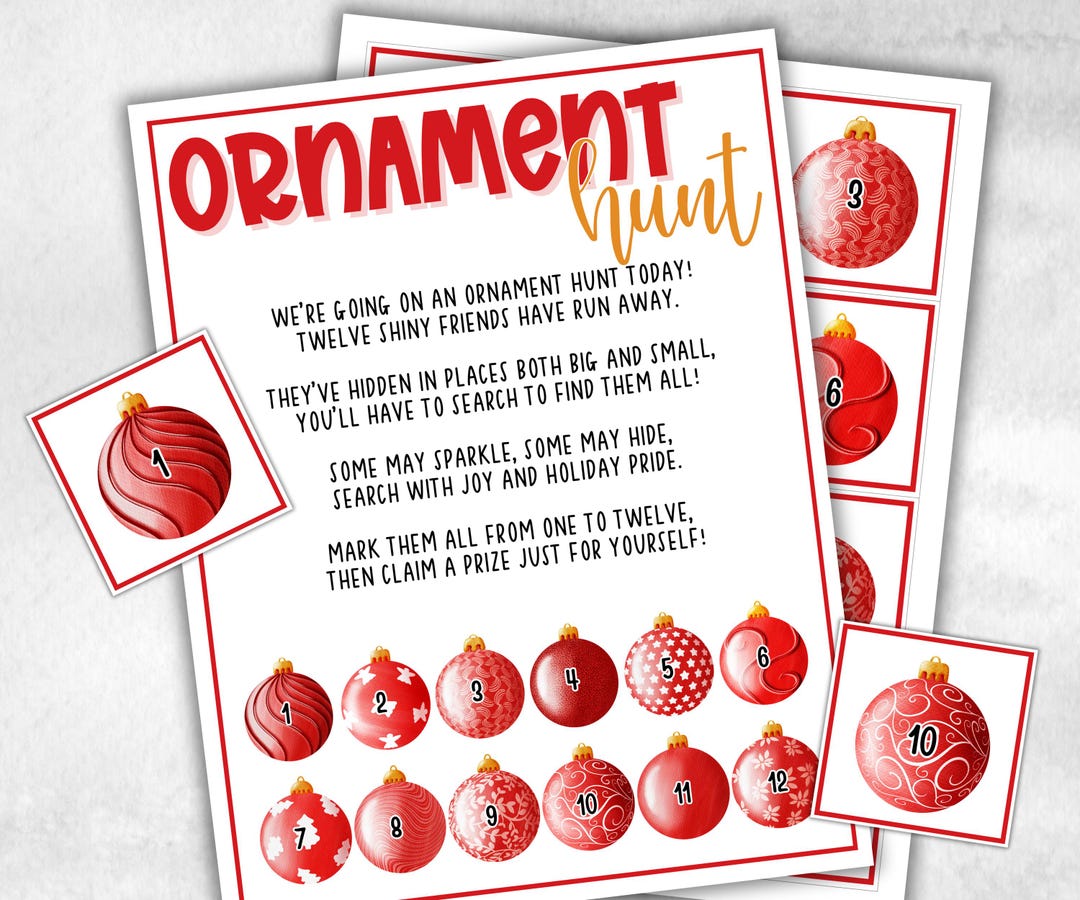 Ornament Scavenger Hunt Game, Kids Tree Ornament Game, Xmas Scavenger ...