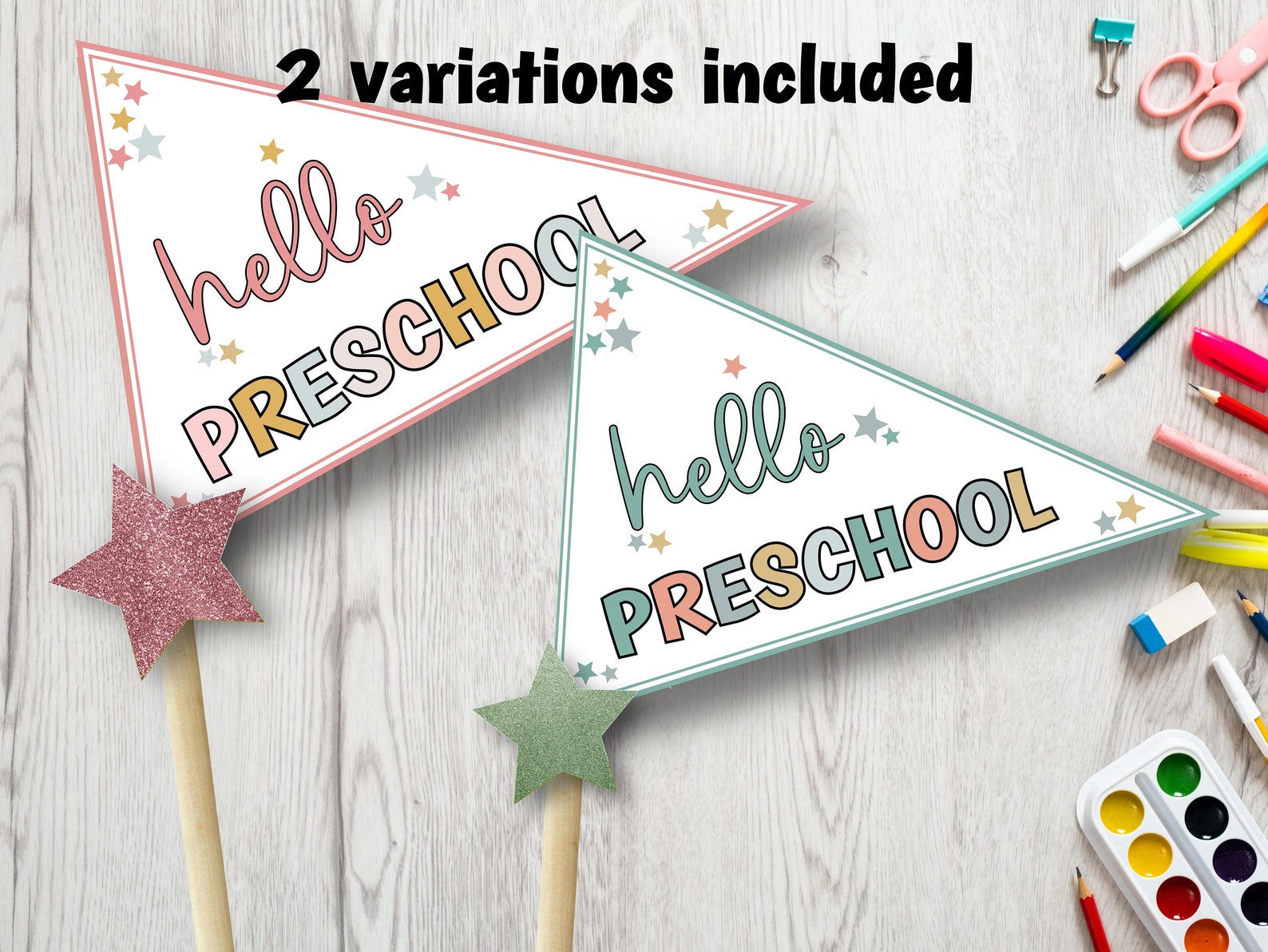 Preschool First Day Pennant Flag, 1st Day of School Pennant Flag ...