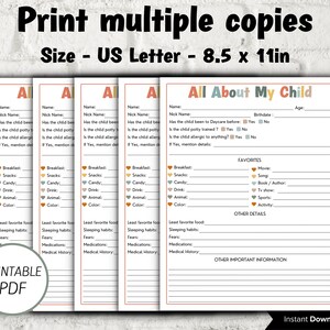Daycare All About Me Printable I Daycare Questions I Daycare ...